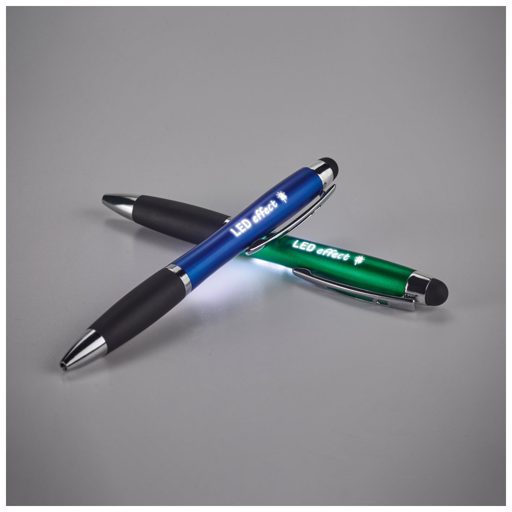 Stylo à bille HELIOS avec logo rétroéclairé et pointe tactile